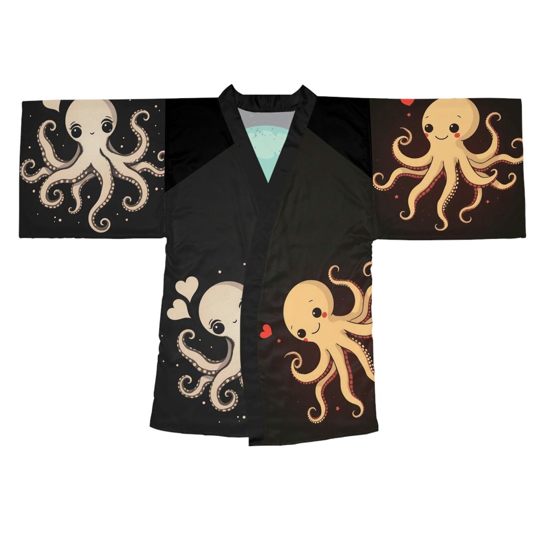 Colorful Octopus Long Sleeve Kimono Robe Stylish Lounge Wear for ...