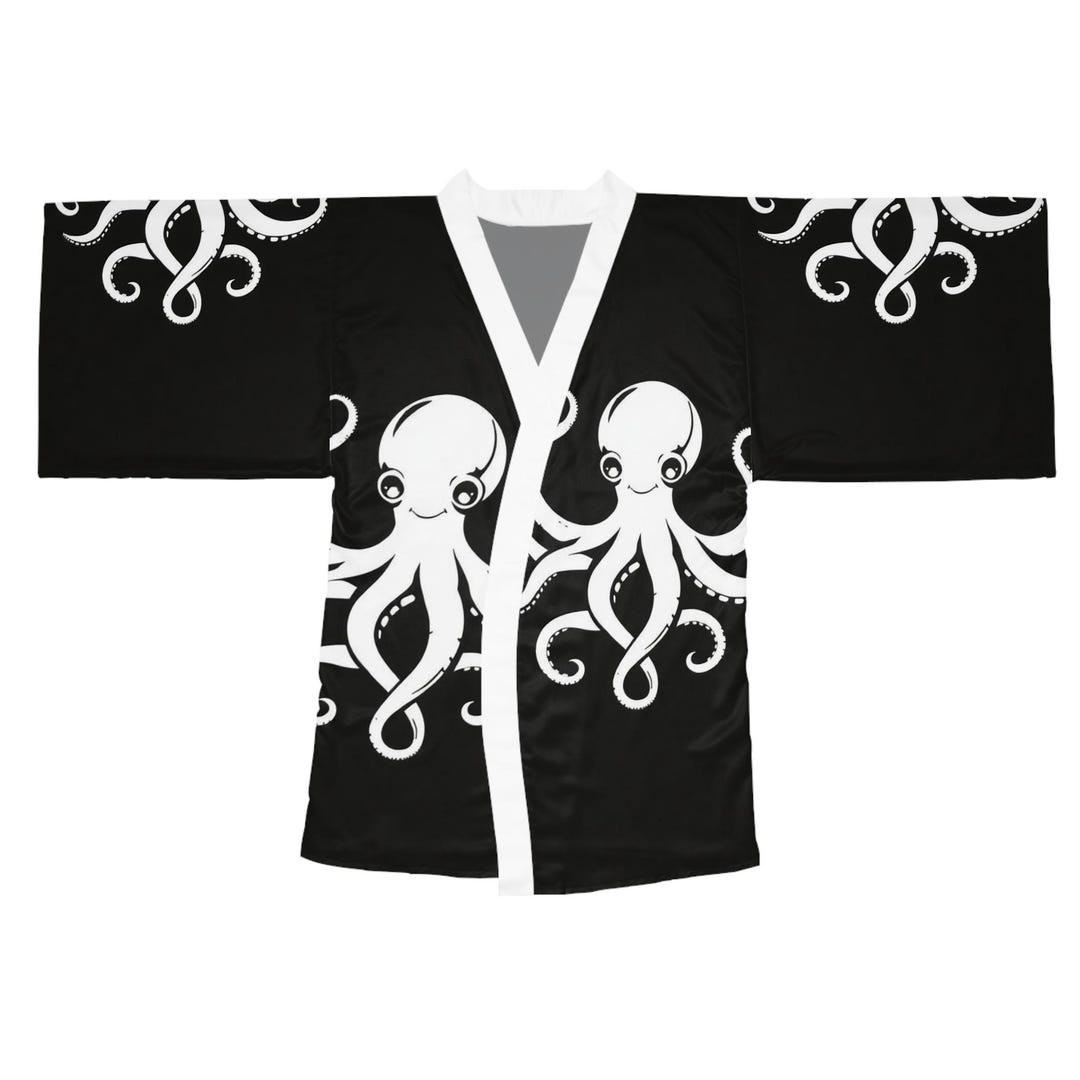 Stylish Octopus Print Long Sleeve Kimono Robe Perfect for Relaxation ...