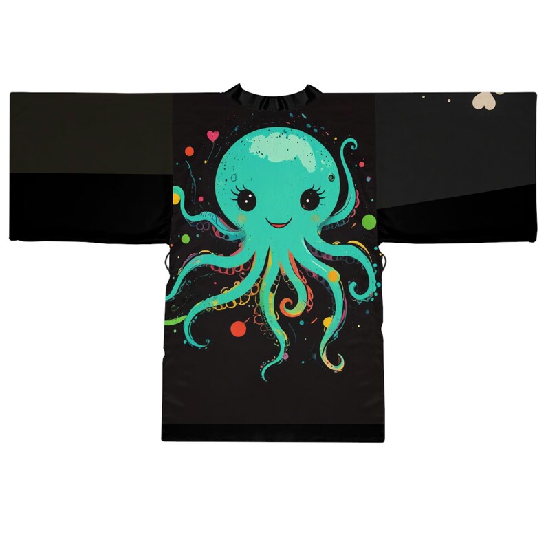 Colorful Octopus Long Sleeve Kimono Robe Stylish Lounge Wear for ...