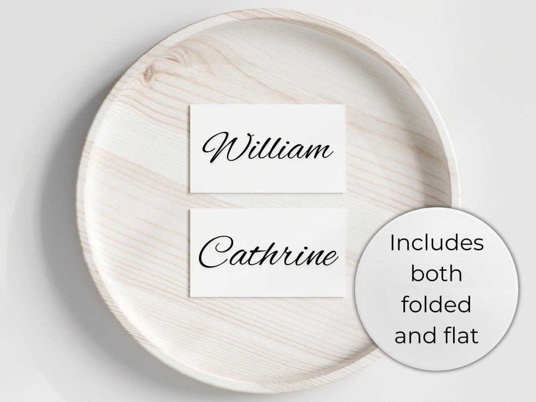 Editable Folded or Flat Place Cards | Minimalist Name Cards for Wedding ...