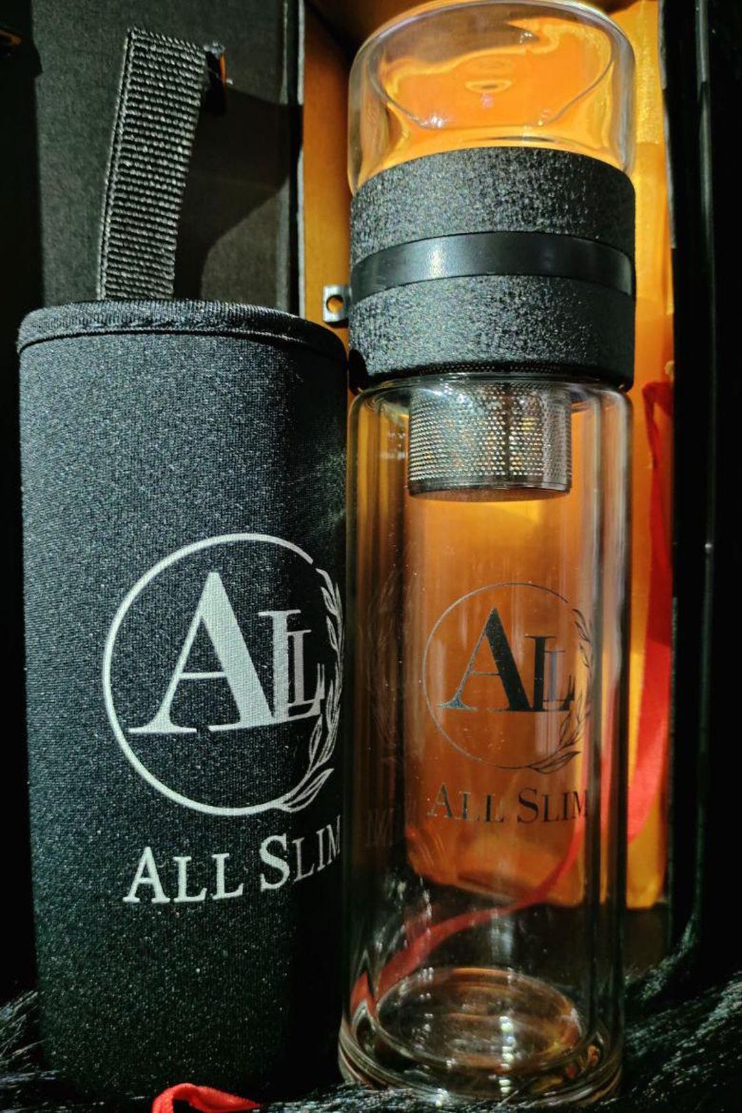 Glass Travel Flask With Infuser | Tea and Coffee Bottle | Double-walled ...
