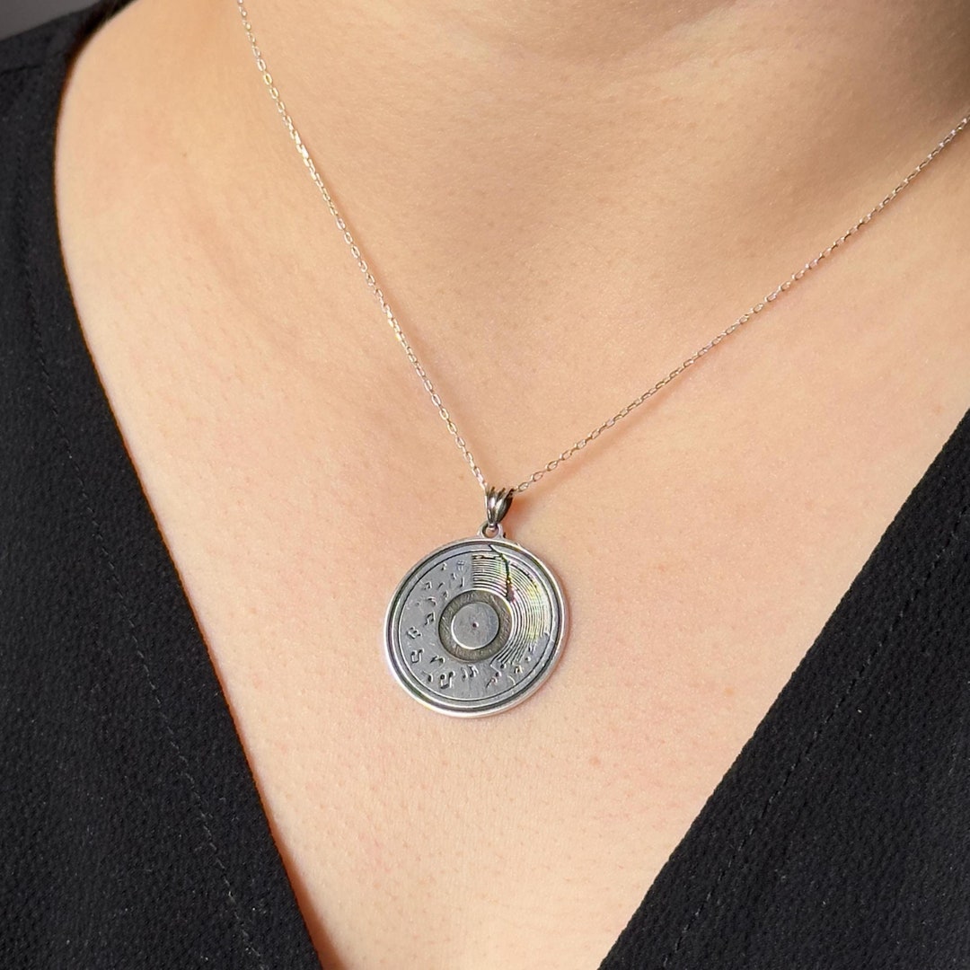 LP Record Pendant Necklace, Turntable Record Necklace, Retro Music ...
