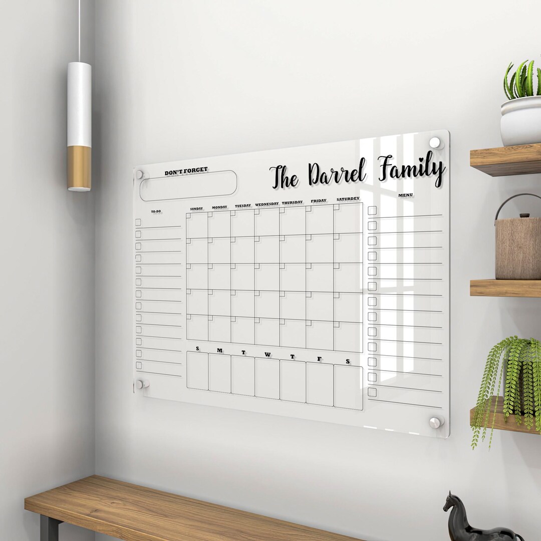 The Original Large Acrylic Wall Calendar, Custom Dry Erase Monthly ...