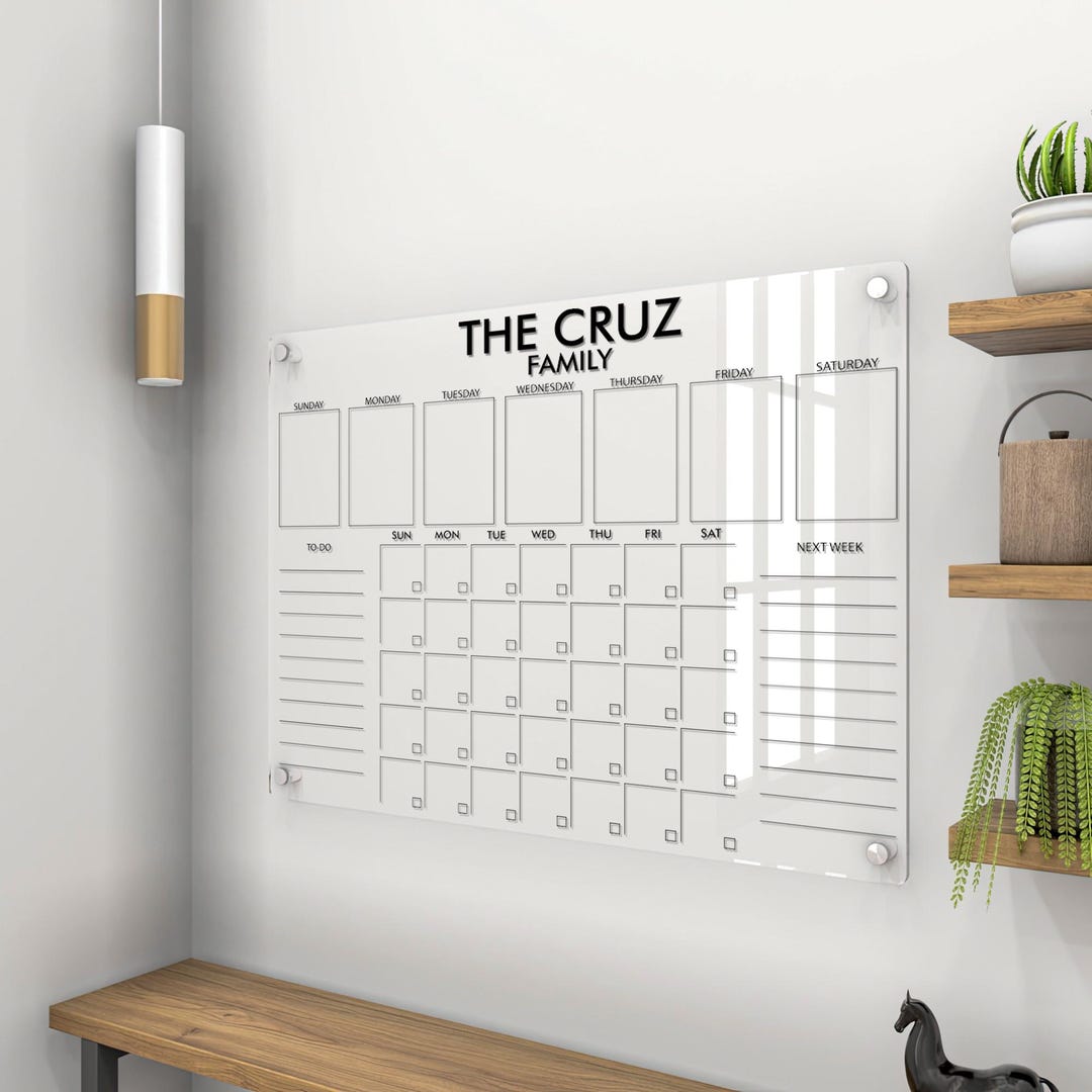 Customizable Family Calendar for Vinyl Cut, Acrylic Family Planner, Svg ...