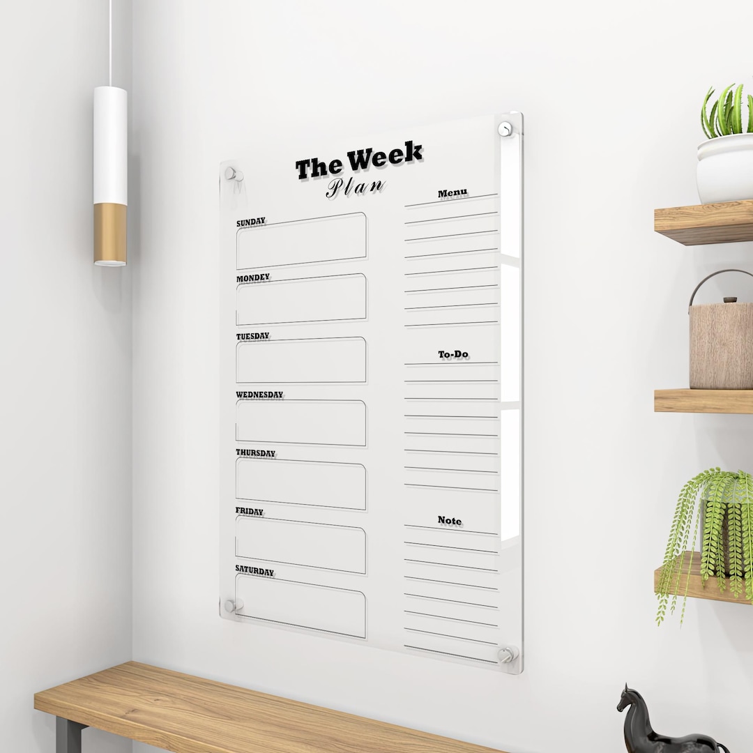 Acrylic Wall Planner - Weekly Calendar Board - Dry Erase Schedule ...