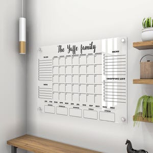 Custom Acrylic Family Monthly Planner, Personalized Wall Calendar With ...