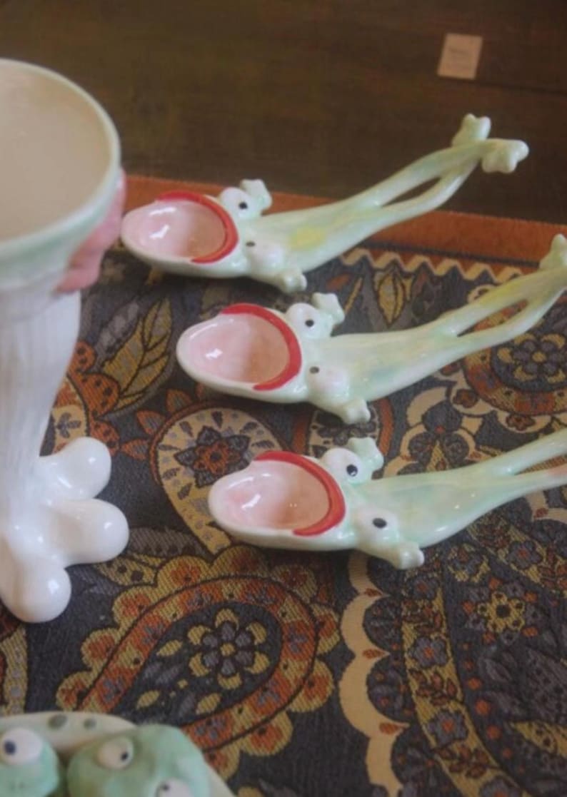 Whimsical Frog Ceramic Spoon Funny Handmade Soup Spoon, Cute Frog ...