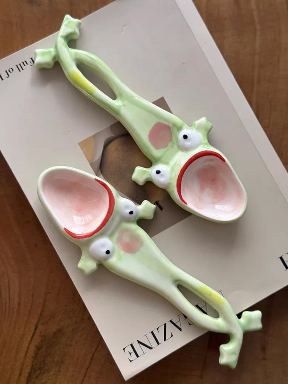 Whimsical Frog Ceramic Spoon Funny Handmade Soup Spoon, Cute Frog ...