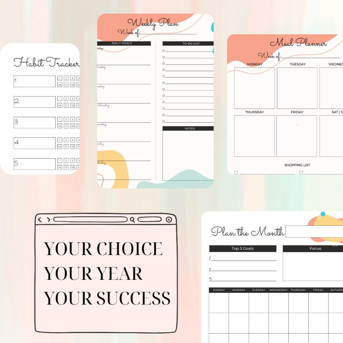 Editable Digital Planner Bundle- Daily, Weekly, Monthly, Meal Planning ...