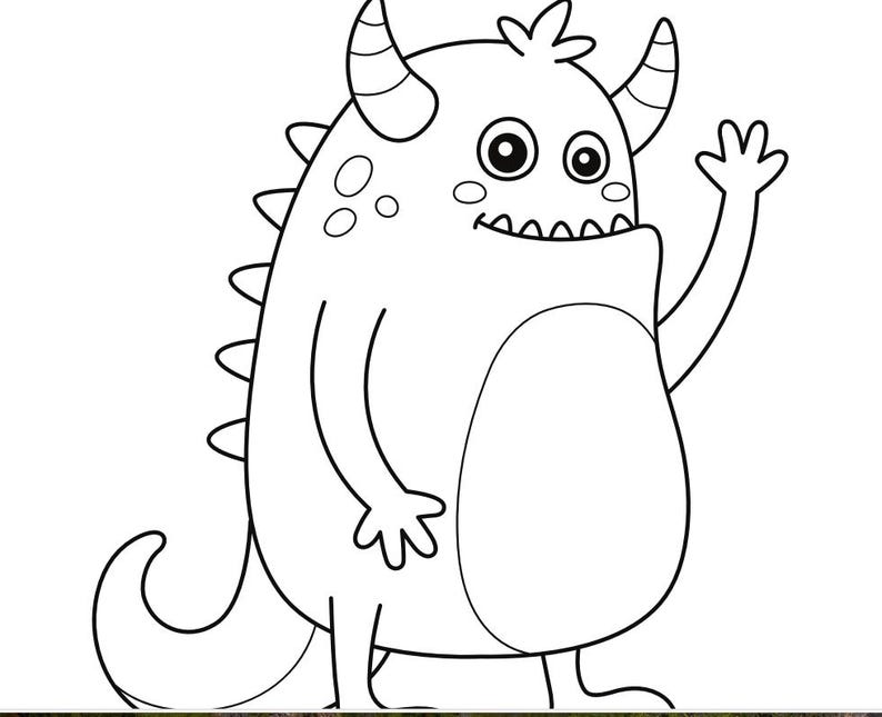 Black and White Monsters Coloring Pages - Etsy