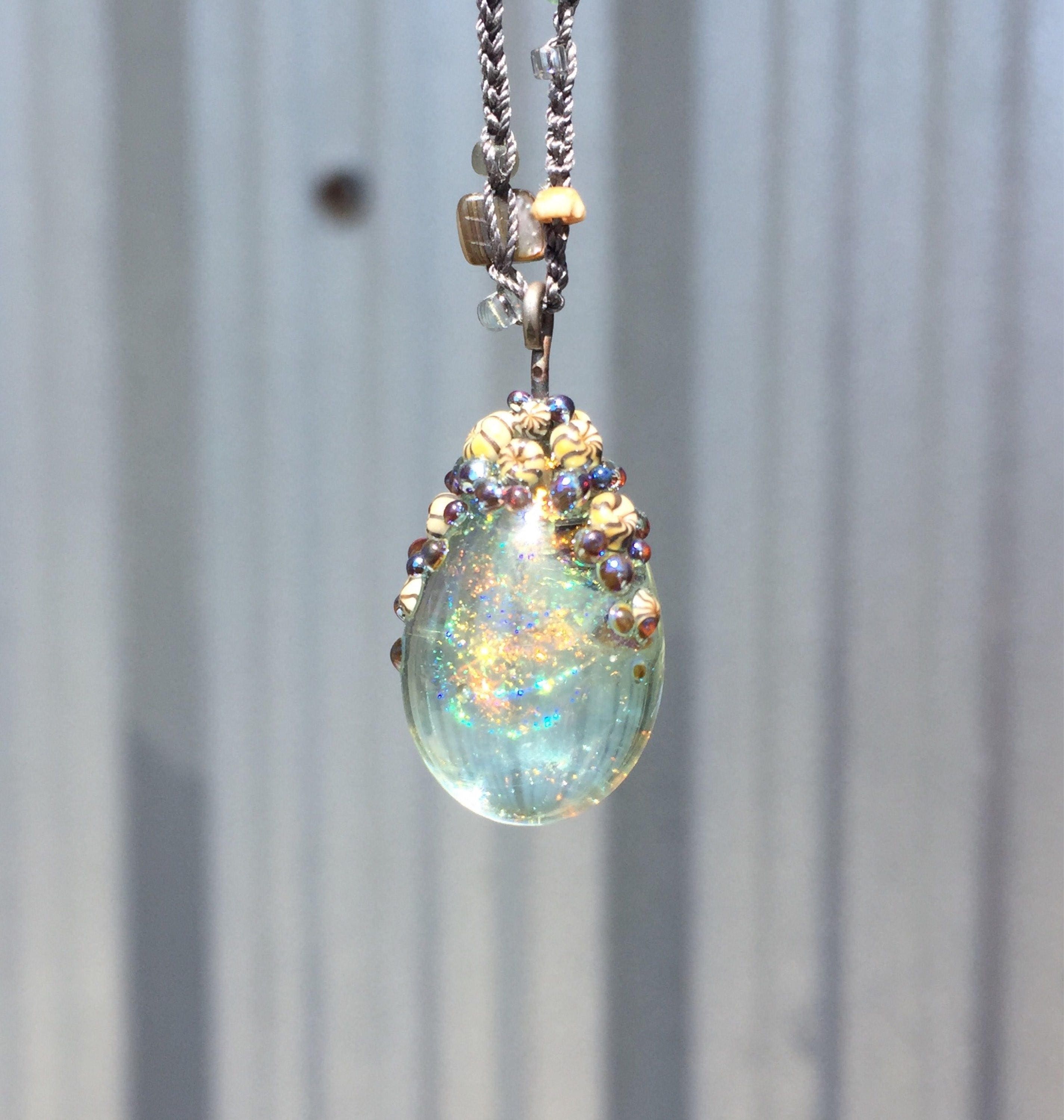 Sparkling Barnacle Capped Flamework Aqua Pendant - Etsy