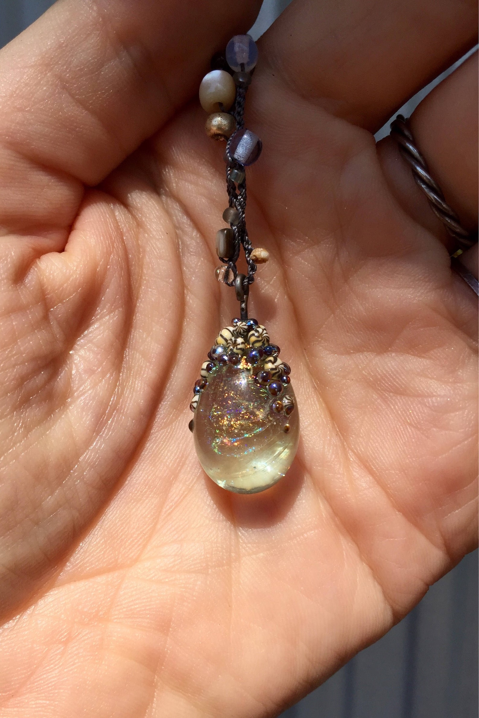 Sparkling Barnacle Capped Flamework Aqua Pendant - Etsy