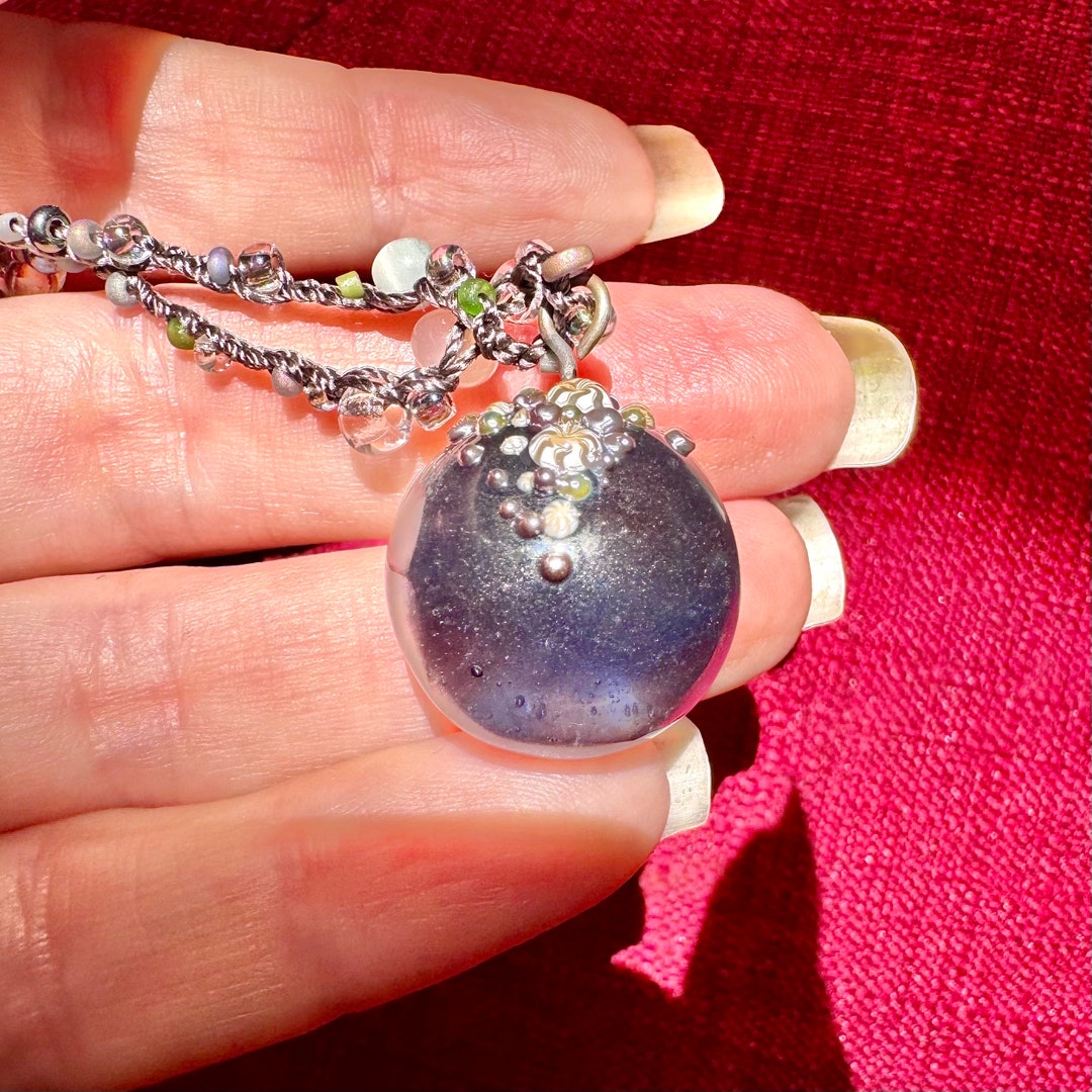 Translucent Sparkling Blue Glass Orb Barnacle Pendant - Etsy
