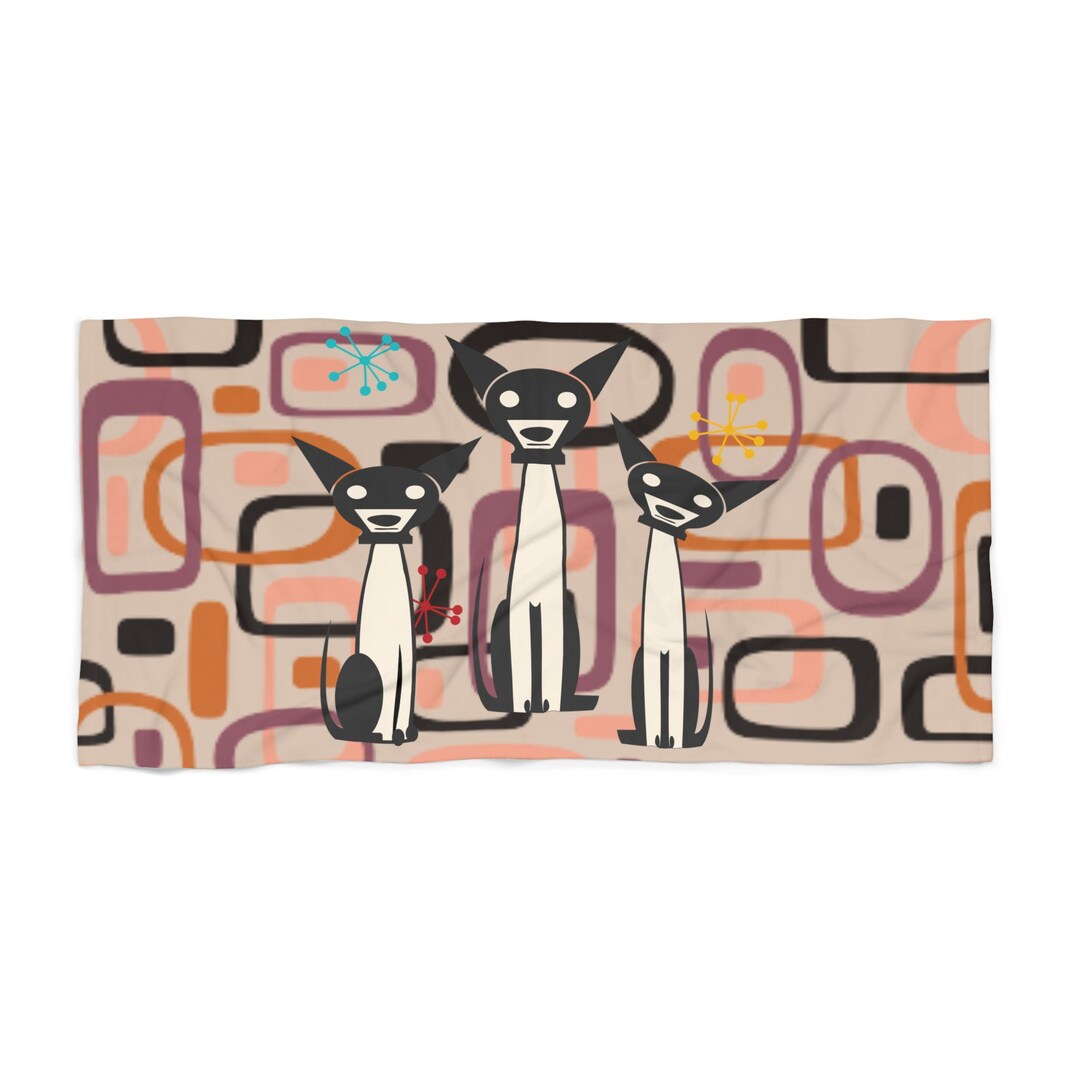 Atomic Dog Mid Century Vintage Inspired Modern Beach Towel Retro Pet ...