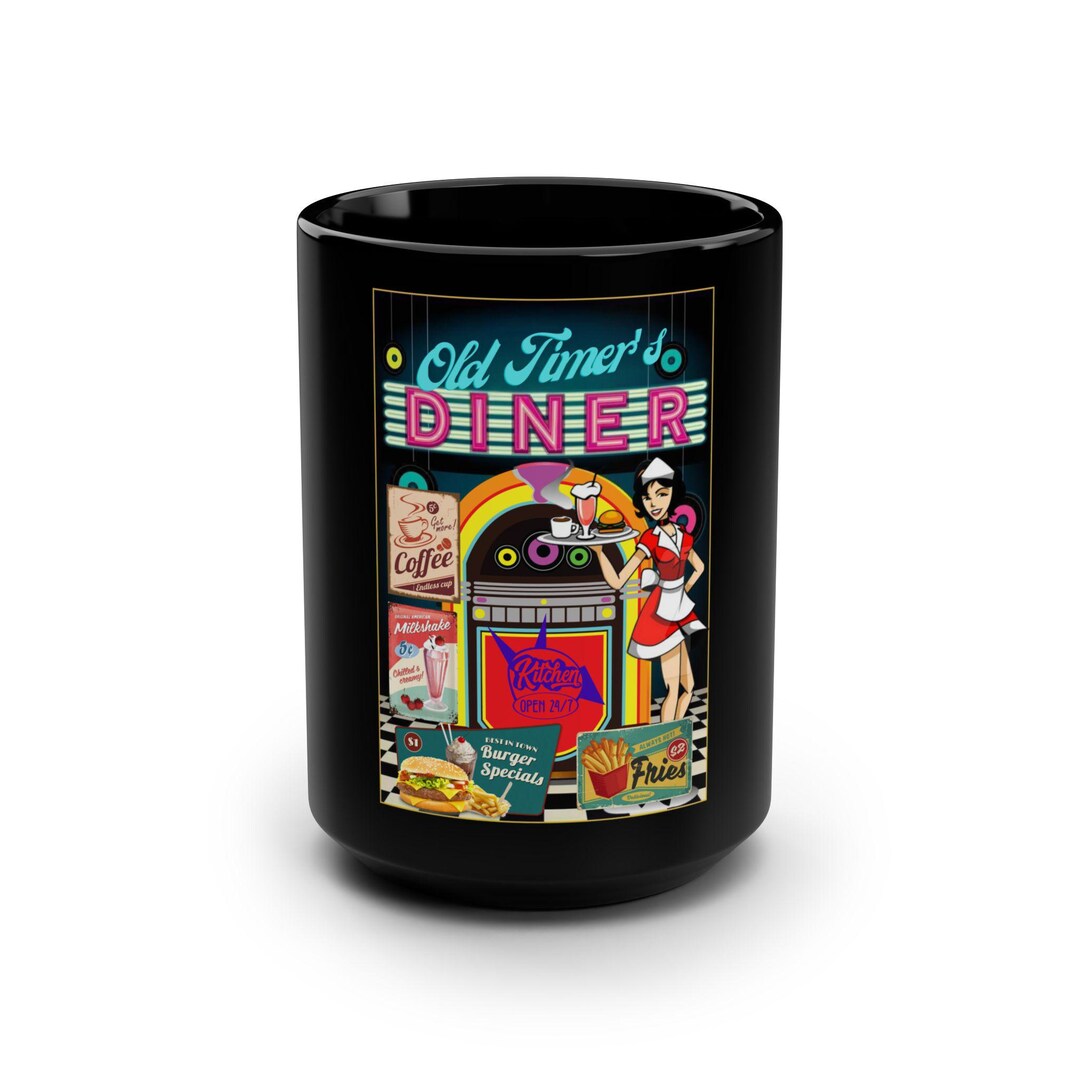 Retro Mug, Vintage Coffee Cup, 1950s Diner Inspired Tea Mug, Classic ...