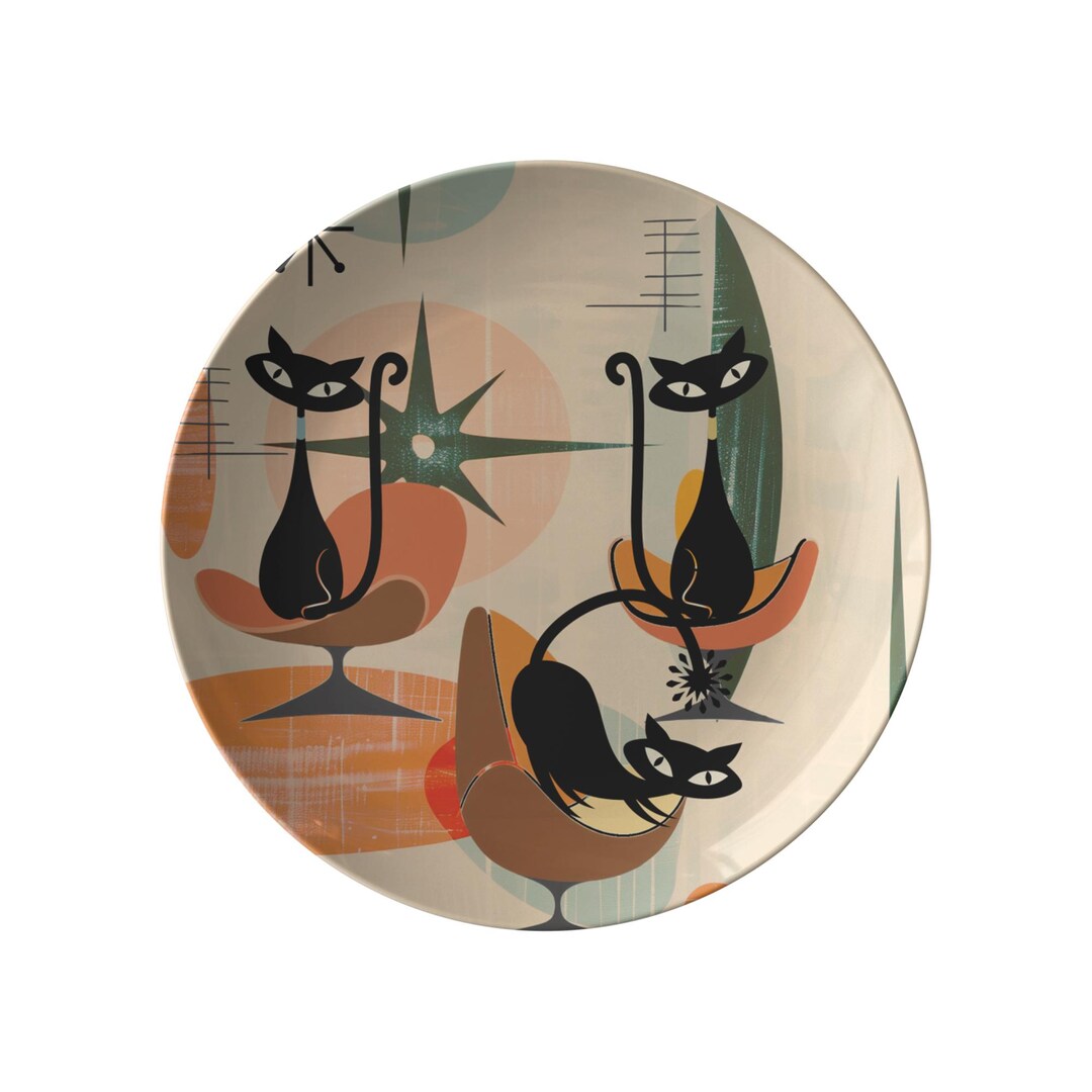 Mid Century Modern, Atomic Cat, Retro 60s Kitschy Plate - Etsy