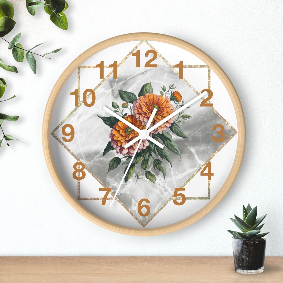 Chrysanthemum Wall Clock, November Birth Flower Clock, Floral Home ...