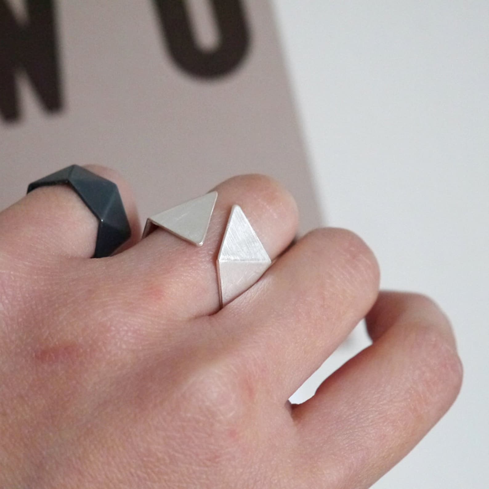 Geometric Silver Ring Sterling Silver Ring Hexagon Ring - Etsy Australia