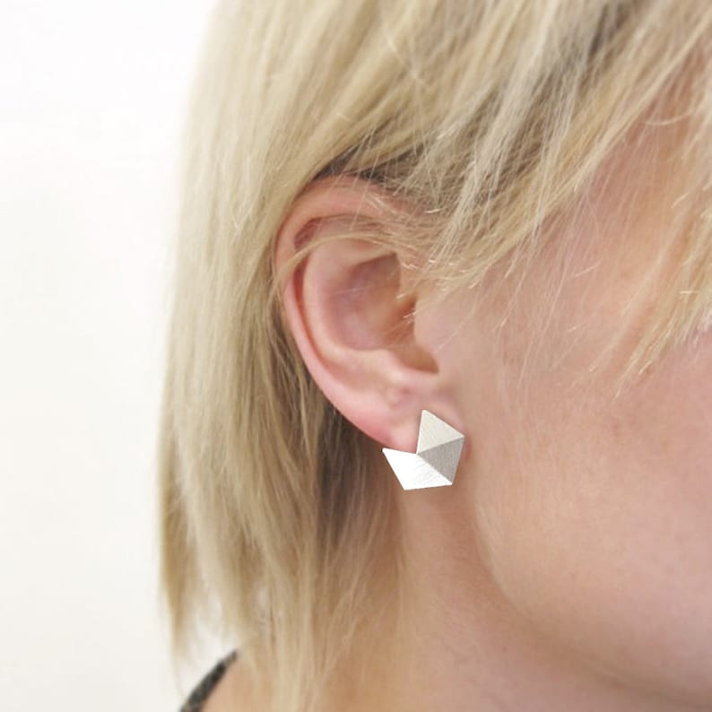 Sterling Silver Stud Earrings Small Geometric Silver - Etsy