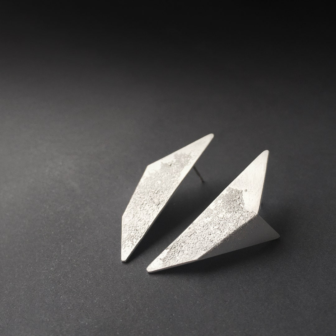 Sterling Silver Triangle Earrings: Geometric Statement Jewelry - Etsy