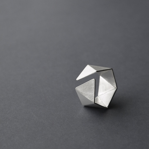 Geometric Silver Ring Sterling Silver Ring Hexagon Ring - Etsy Australia