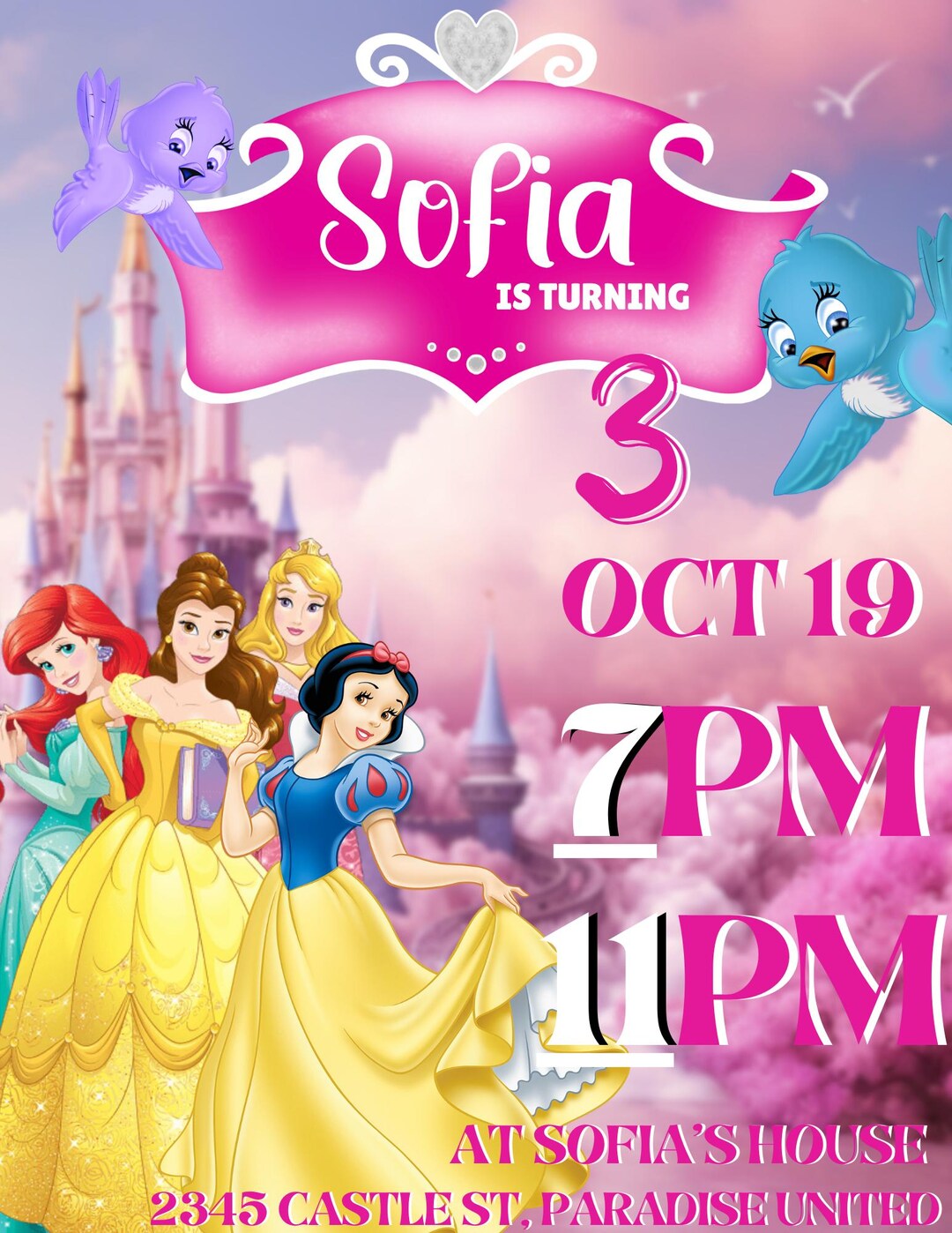 Disney Princess Digital Invitation Flyer!!! - Etsy