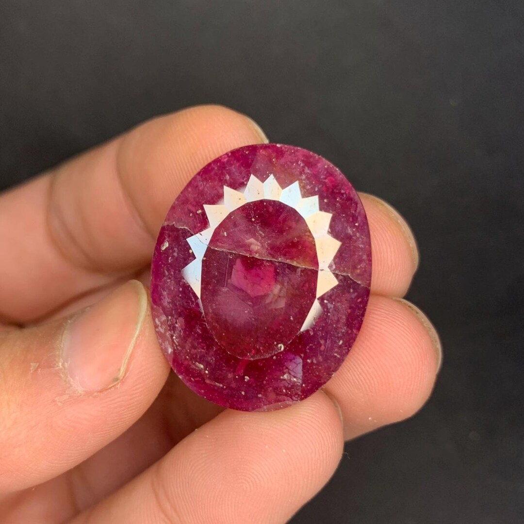 BIG Size Natural Ruby 62.21cts Oval Cut Faceted Pink Ruby Loose Ruby Gemstone Certified Ruby ...