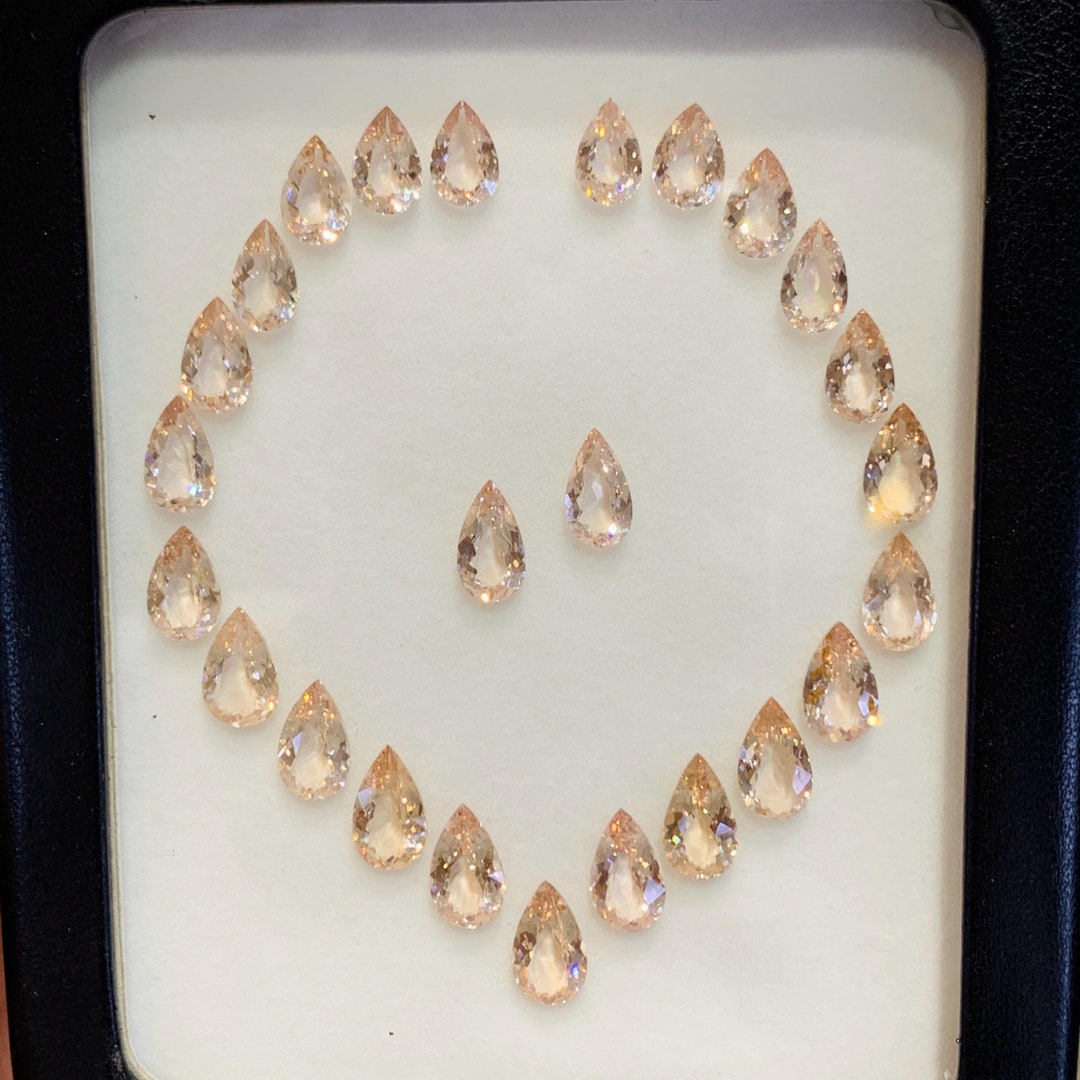 AAA 12x10 MM Flawless Peach Madagascar Morganite Loose Pear Gemstone ...