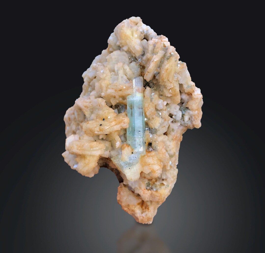Transparent Blue Aquamarine on Microcline Feldspar Combine Mica ...