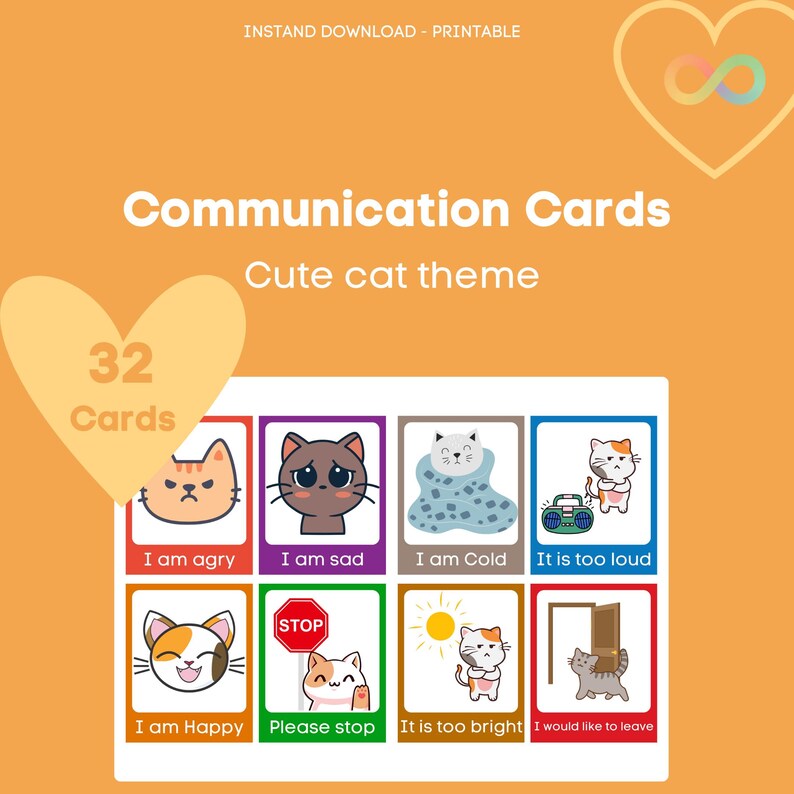 Printable Cat-themed Communication Cards Autism and ADHD Friendly ...