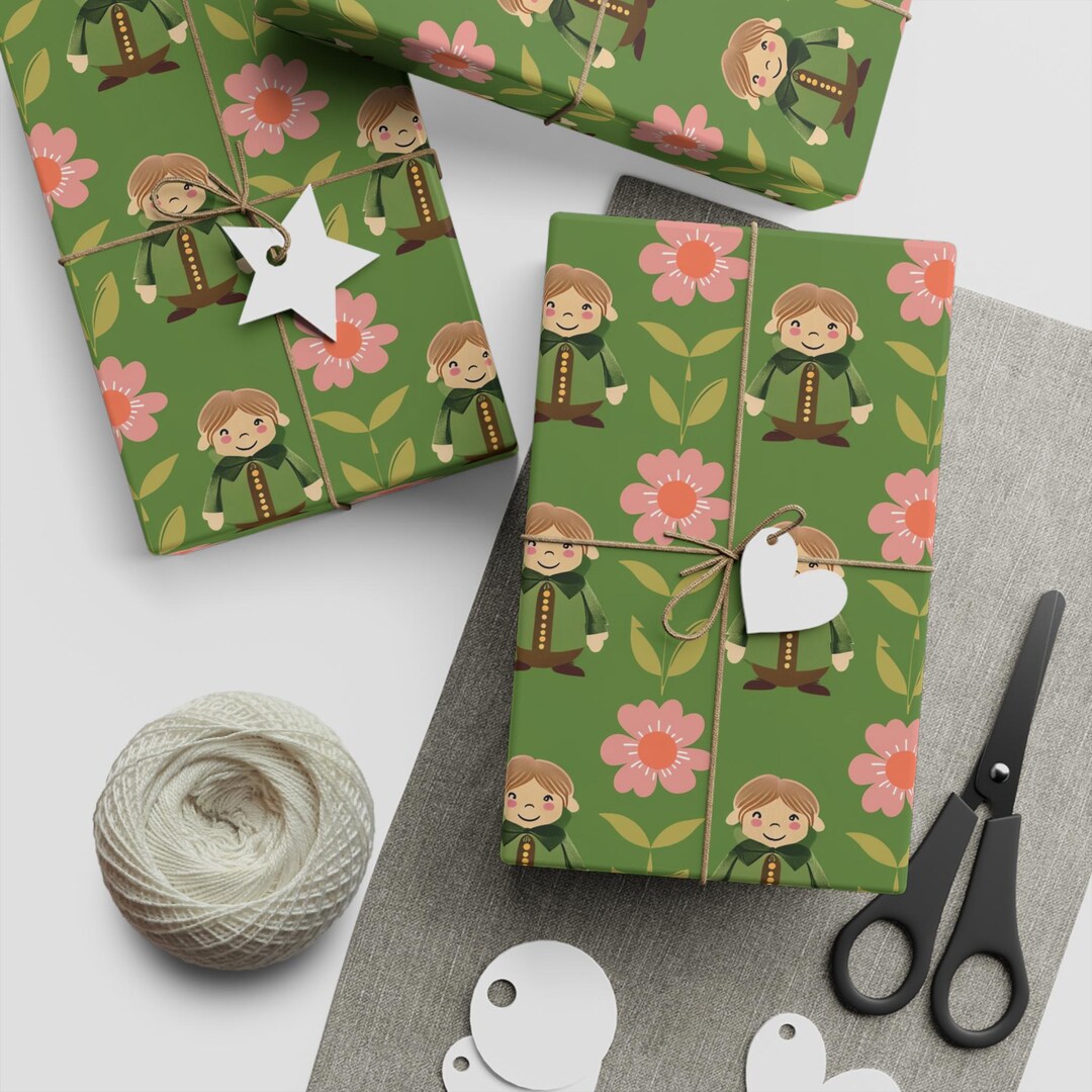 Wrapping Paper, Hobbit Theme With Flowers, Gift Wrap Sheets, Single ...