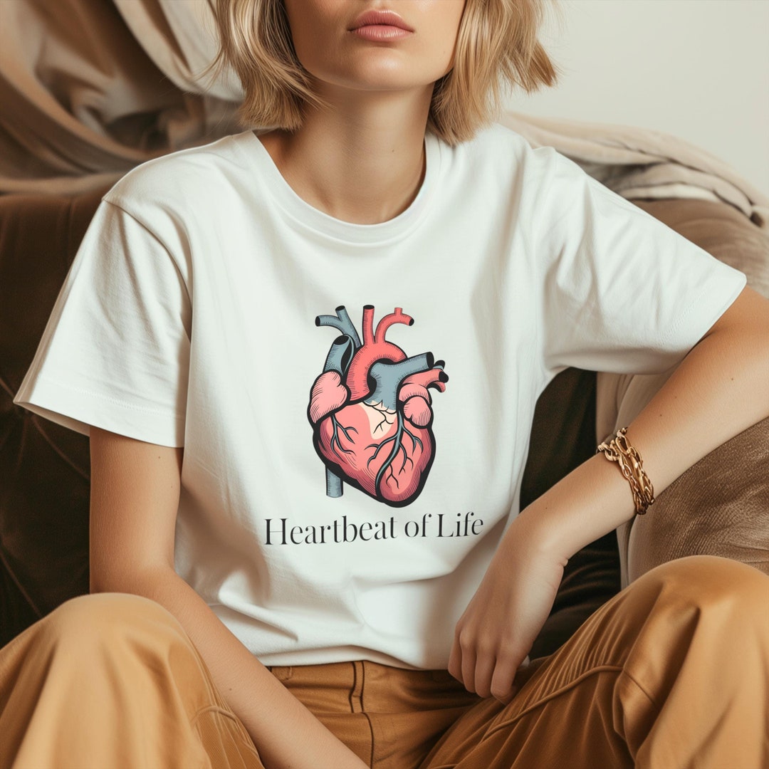 Anatomical Heart Human Heart T-shirt 'heartbeat of Life' Design ...