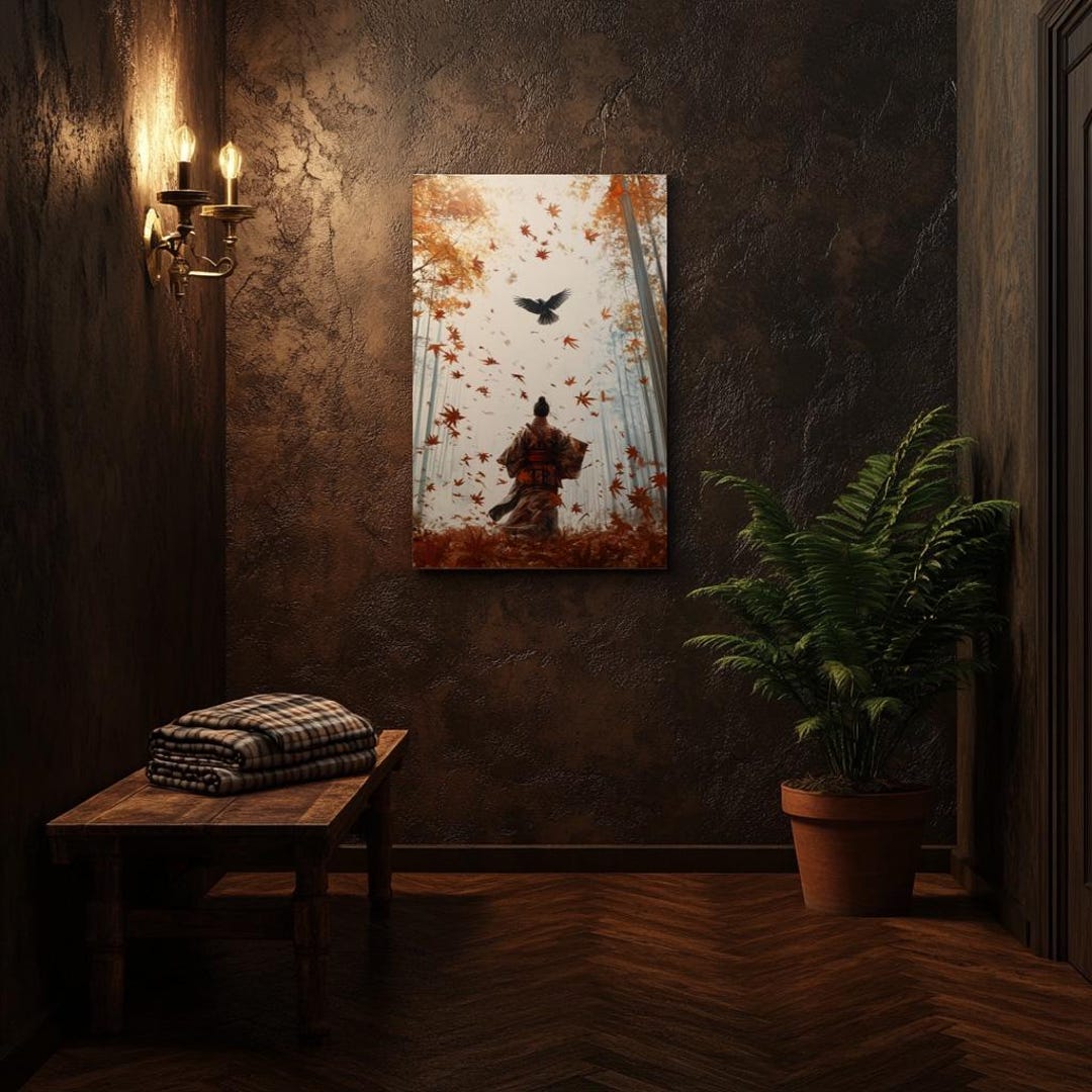 Autumn Warrior Samurai in a Forest of Falling Leaves - Etsy