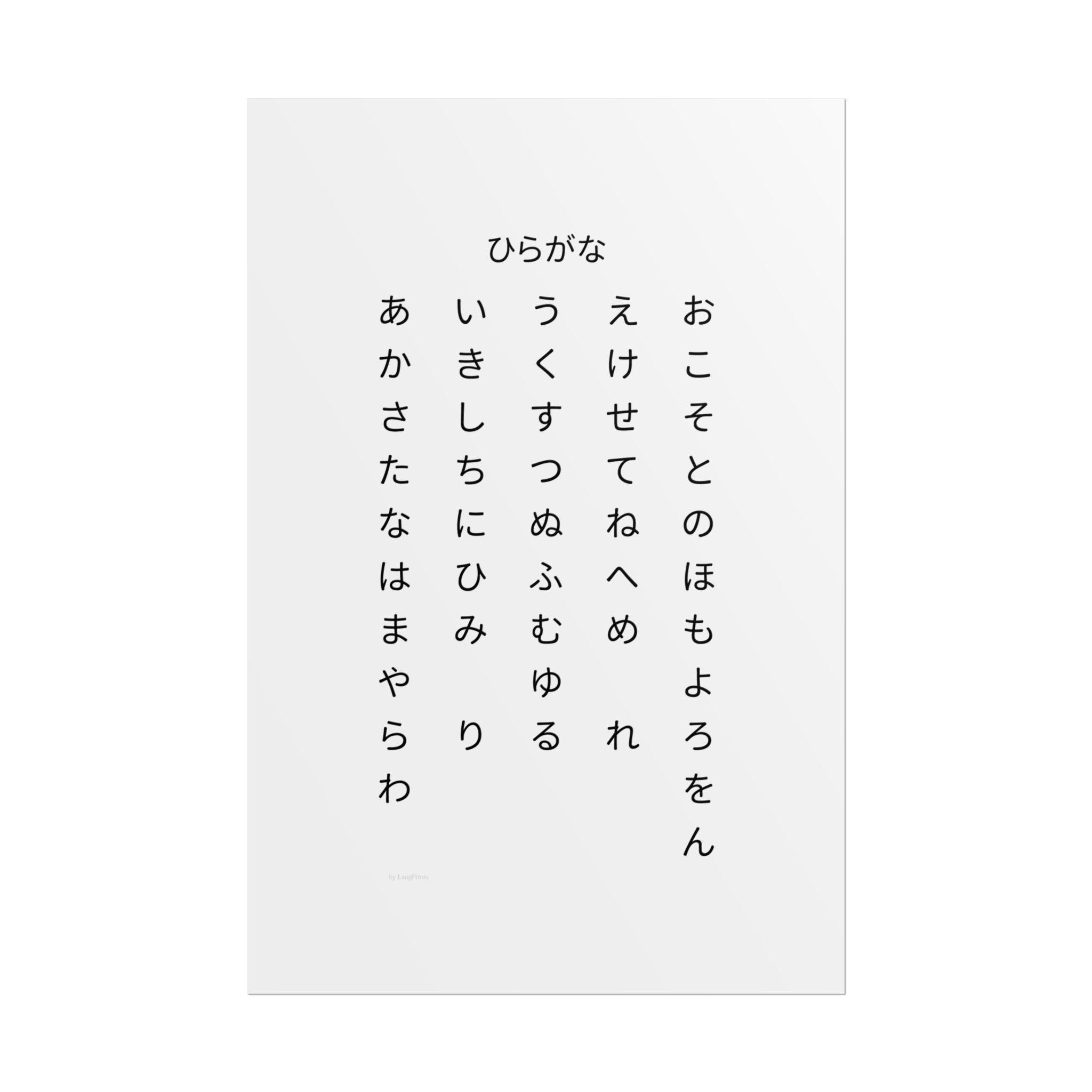 Advanced Hiragana Chart for Japanese Language Learners - Matte Print ...