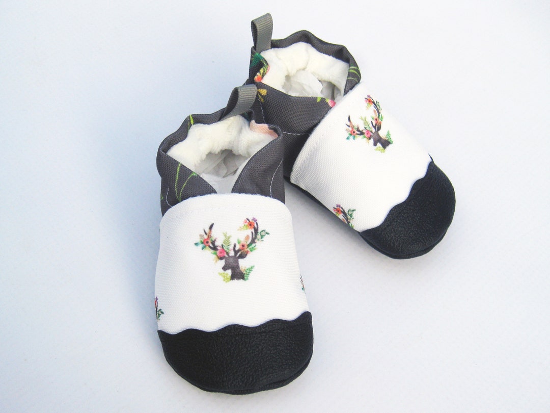Eco-canvas Vegan Boho Deer / Non-slip Soft Sole Baby Shoes / Made to ...