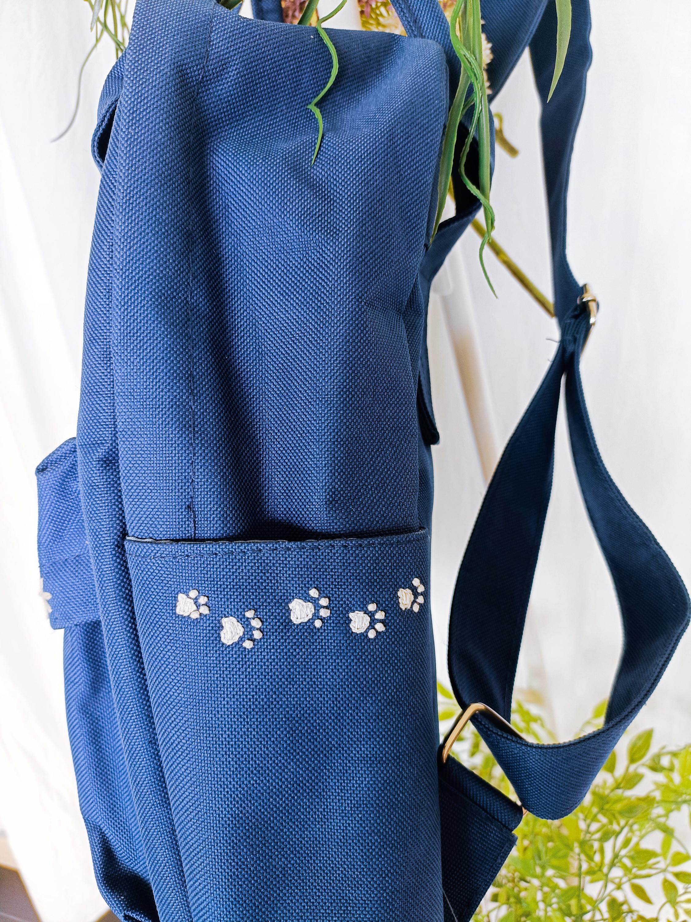 Hand-embroidery Moonlight Cat Backpack; Upcycled Reworked Embroidery ...