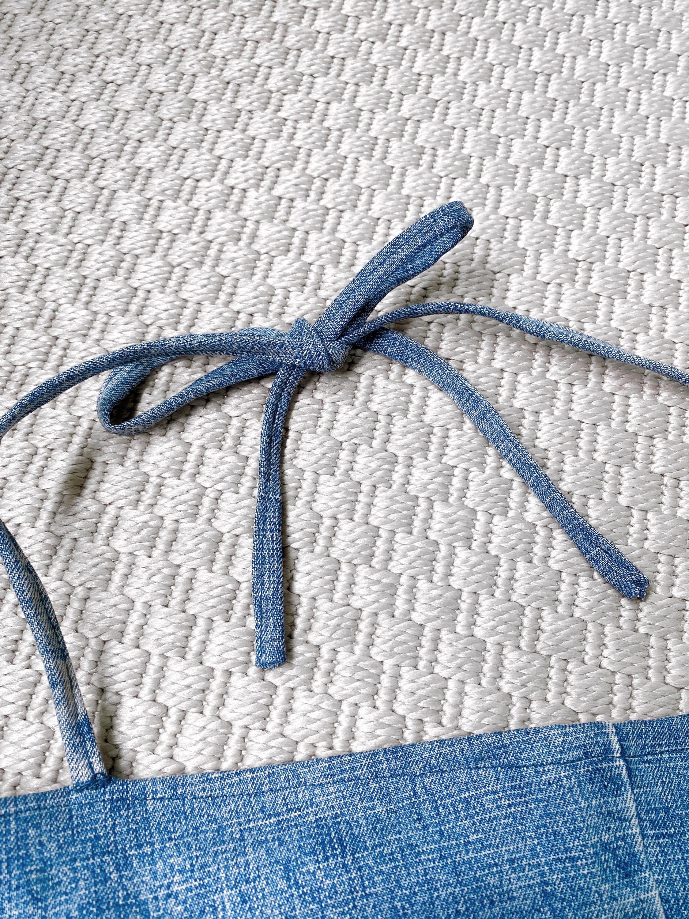 Handmade Upcycled Denim Halter Top: Embroidered Floral Self-tie - Etsy
