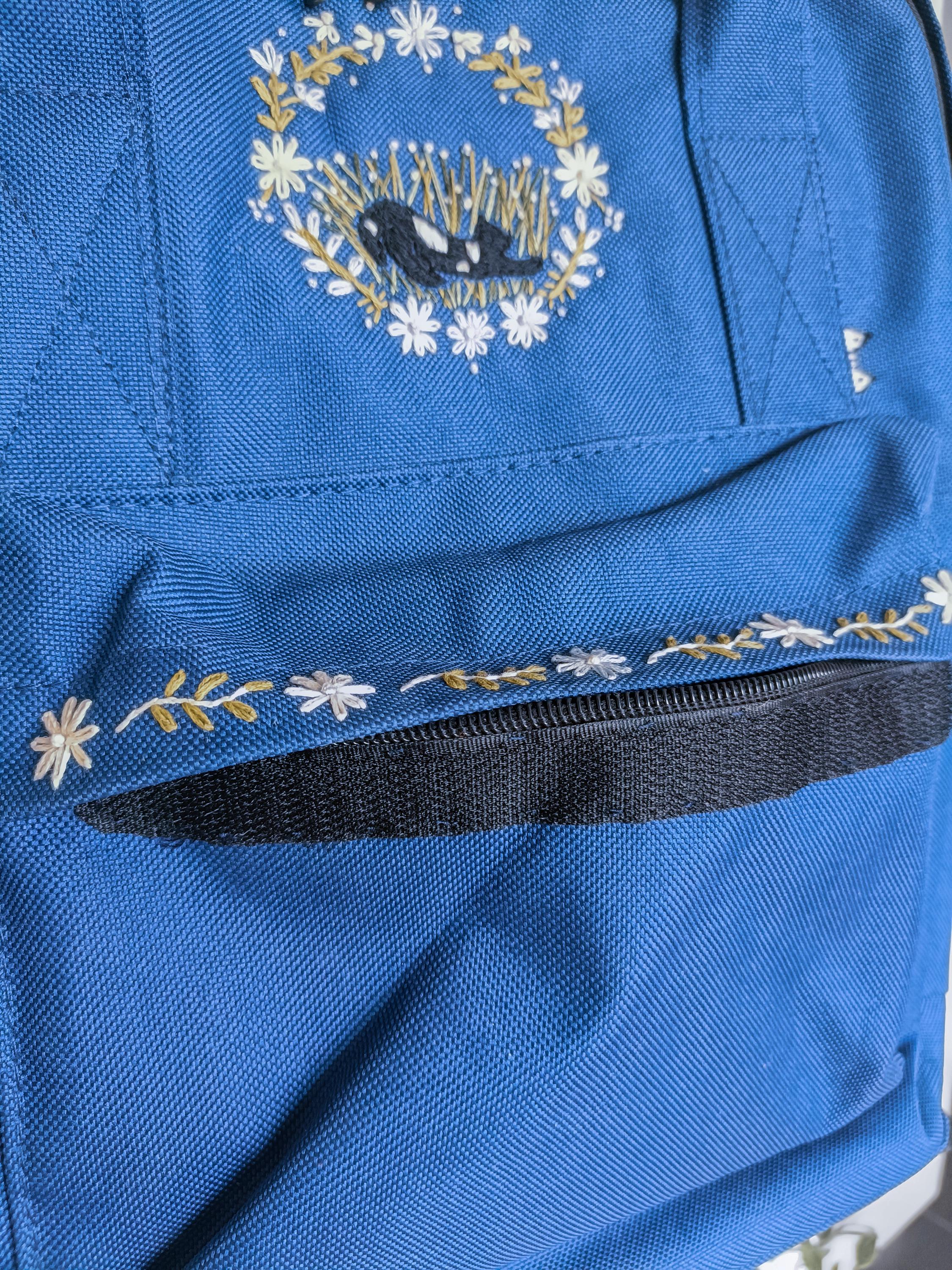 Hand-embroidery Moonlight Cat Backpack; Upcycled Reworked Embroidery ...