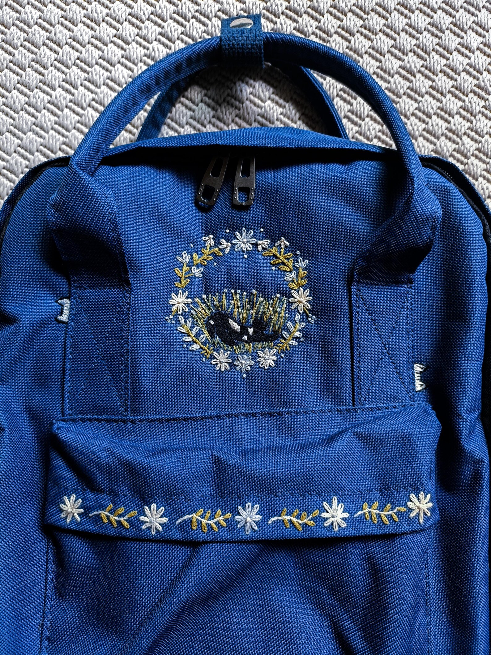 Hand-embroidery Moonlight Cat Backpack; Upcycled Reworked Embroidery ...