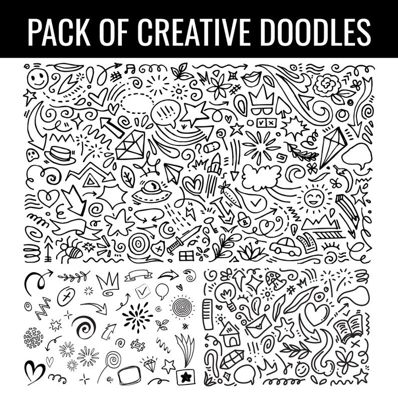 DOODLES Lineart Elements - Doodles Png Clip Art Designs - Doodles ...