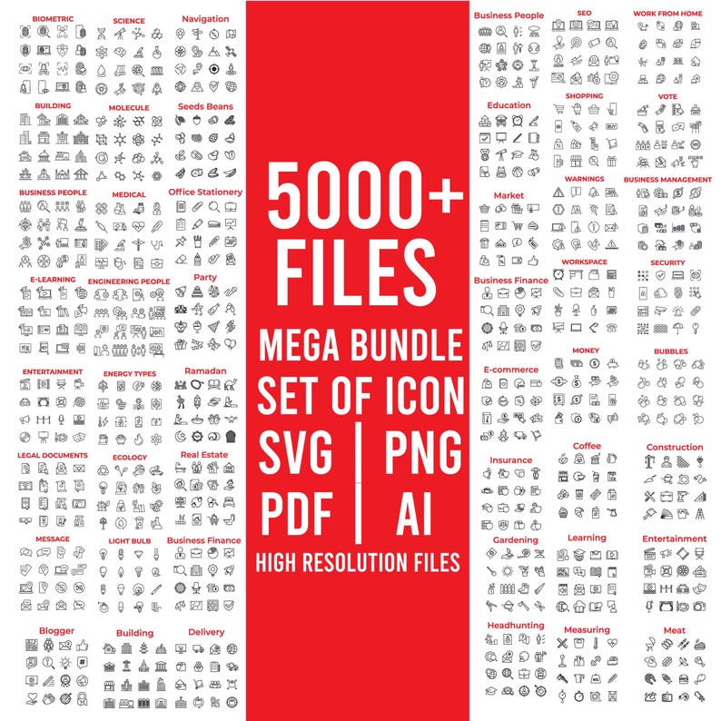 Mega Bundle of Icons Svg Png Pdf, Icons Svg Png Pdf, All Types of Icons ...