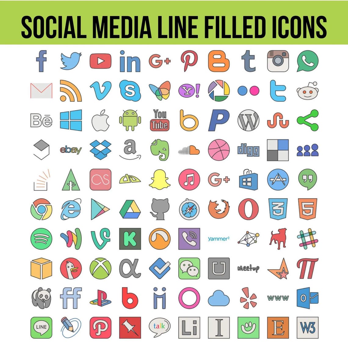 Bundle of Social Media Icons SVG, Bundle of Colorful Icons SVG ...