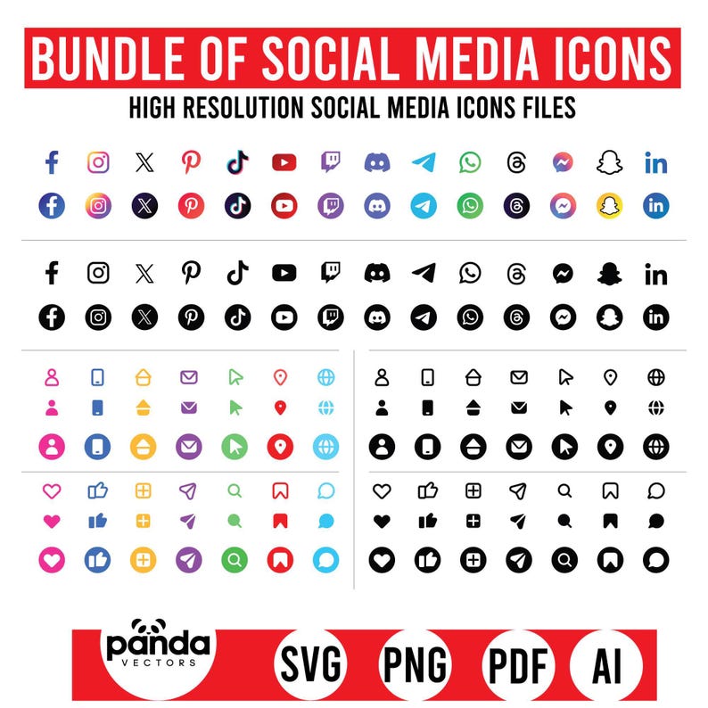 Bundle of Social Media Icons Svg, Social Media Icons Svg, Colorful ...