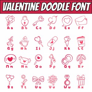 Valentine Doodle Font SVG Bundle , Valentine Font SVG , Valentine ...