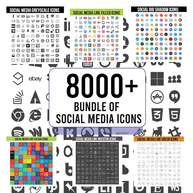 Bundle of Social Media Icons SVG, Bundle of Colorful Icons SVG ...