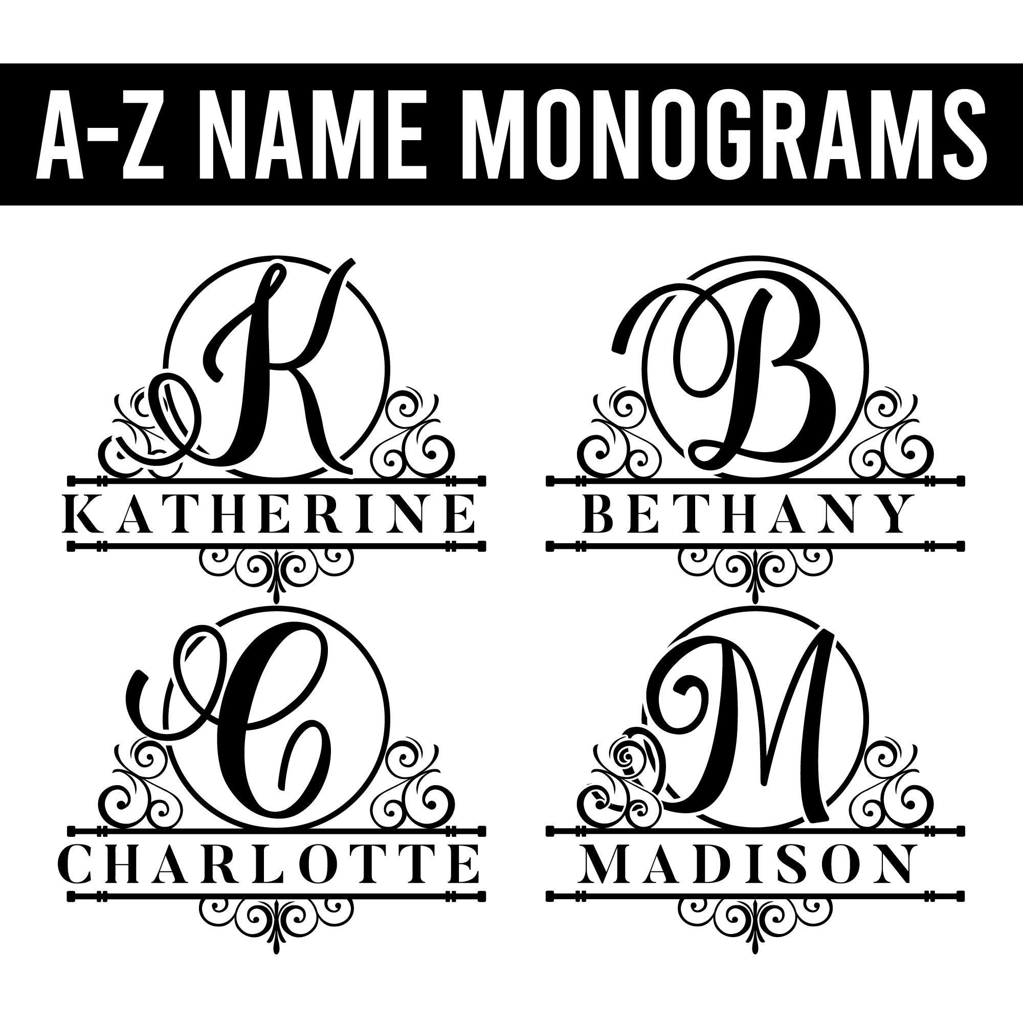 Monogram SVG Bundle, Monogram Font Alphabets SVG, Spilt Monogram Bundle ...