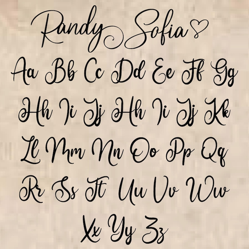 Script Font, Font With Hearts, Font With Tails, Heart Font, Wedding Font, Cursive Font, Font for ...