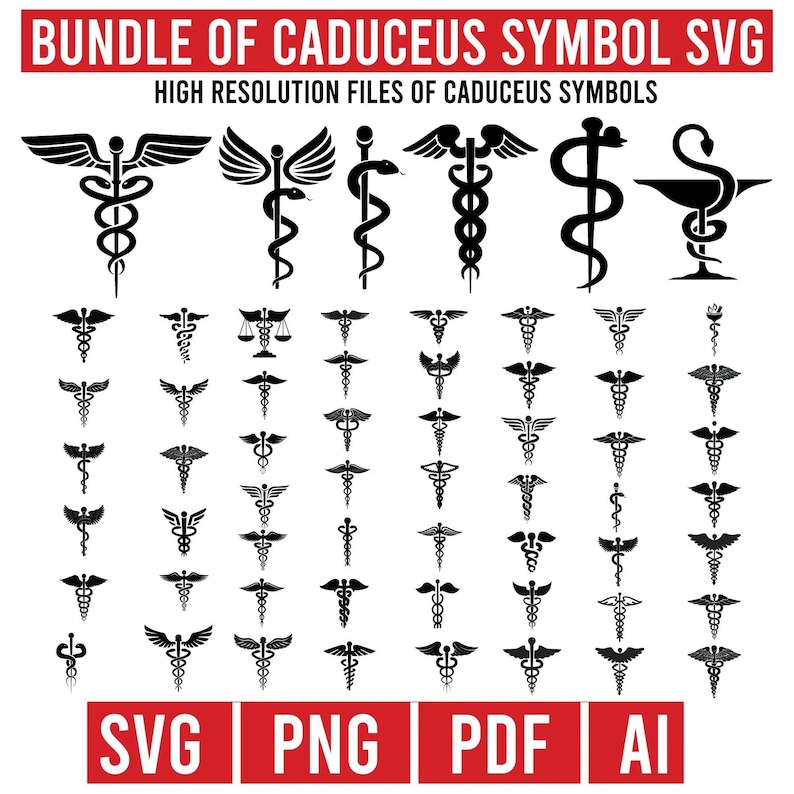 Bundle of Caduceus Symbols SVG, Nurse SVG, Medical Doctor Print, Medical Symbol SVG, Caduceus ...