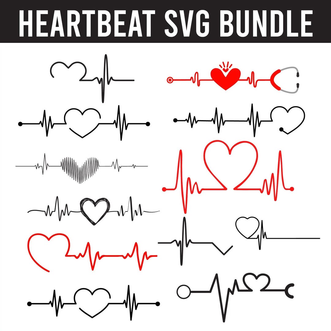 Heartbeat Svg Png Pdf Bundle, Heart Beat Svg Png Pdf, Heartbeat Clipart, Healthcare, Nurse SVG ...