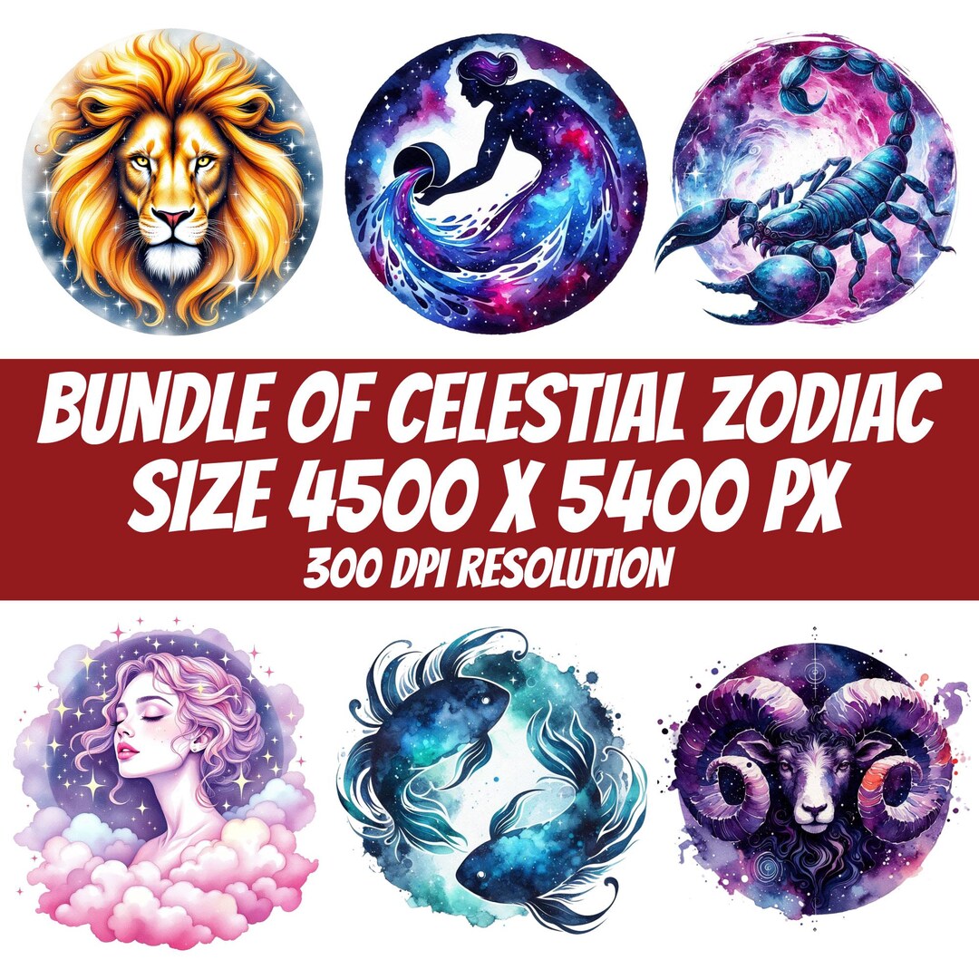 Zodiac SVG PNG Bundle, Zodiac Tattoo, Horoscope Svg, Celestial Svg ...